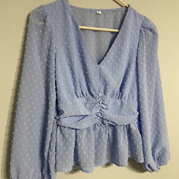 SHEIN | Tops | Shein Light Blue Blouse | Poshmark